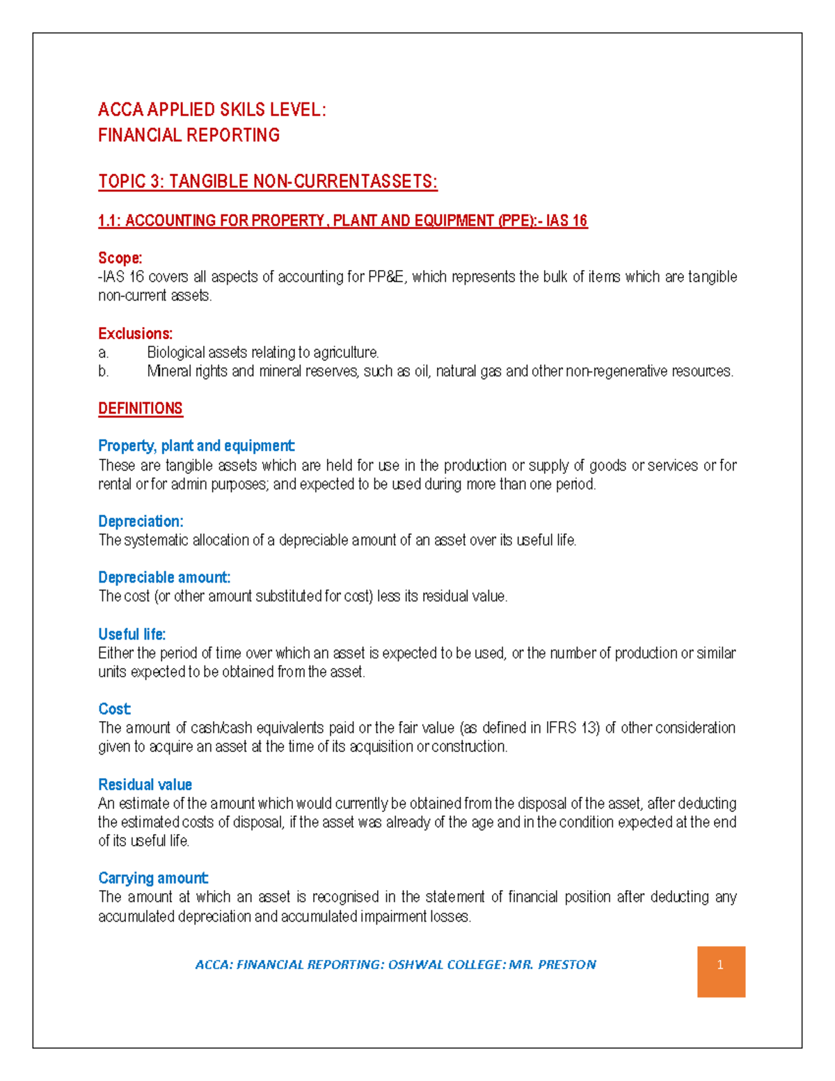 ACCA FR Topic 3 - 18 - ACCA APPLIED SKILS LEVEL: FINANCIAL REPORTING ...