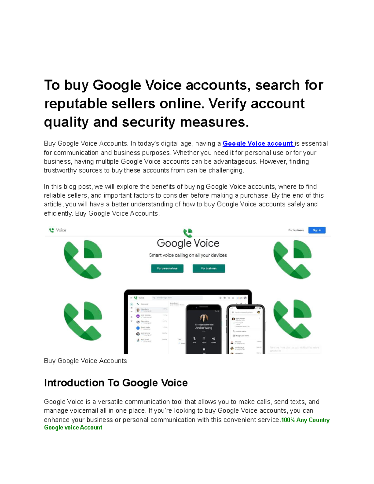 Google Voice - Verify account quality and security measures. Buy Google ...