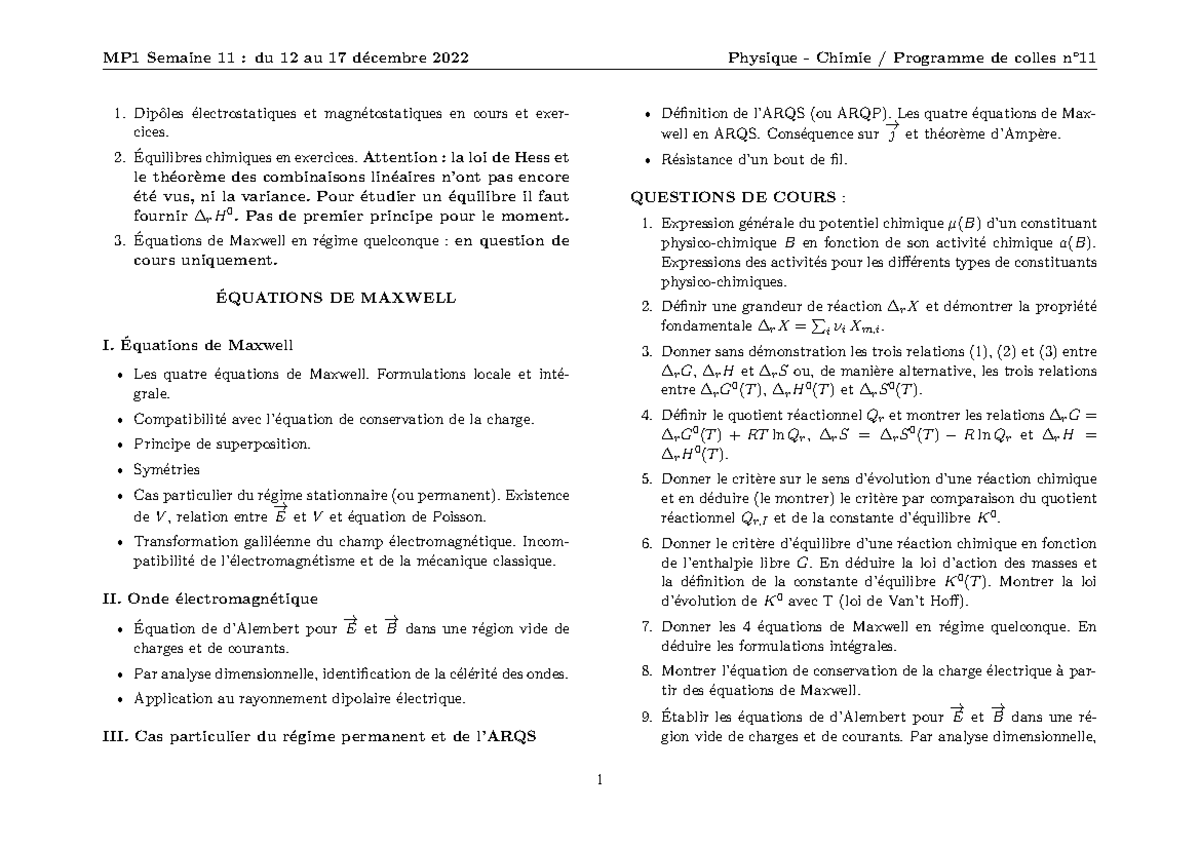 Download(11) - Physical - MP1 Semaine 11 : du 12 au 17 décembre 2022 Physique - Chimie ...