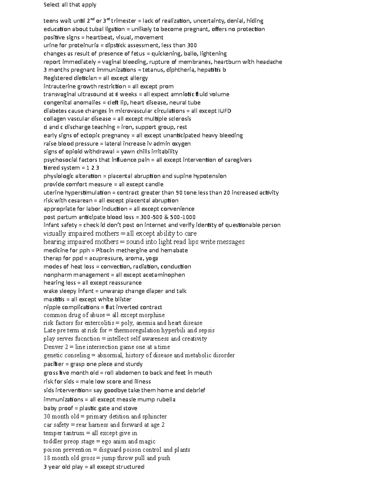 Familyfinal Exam Study Notes Select All That Apply Teens Wait Until