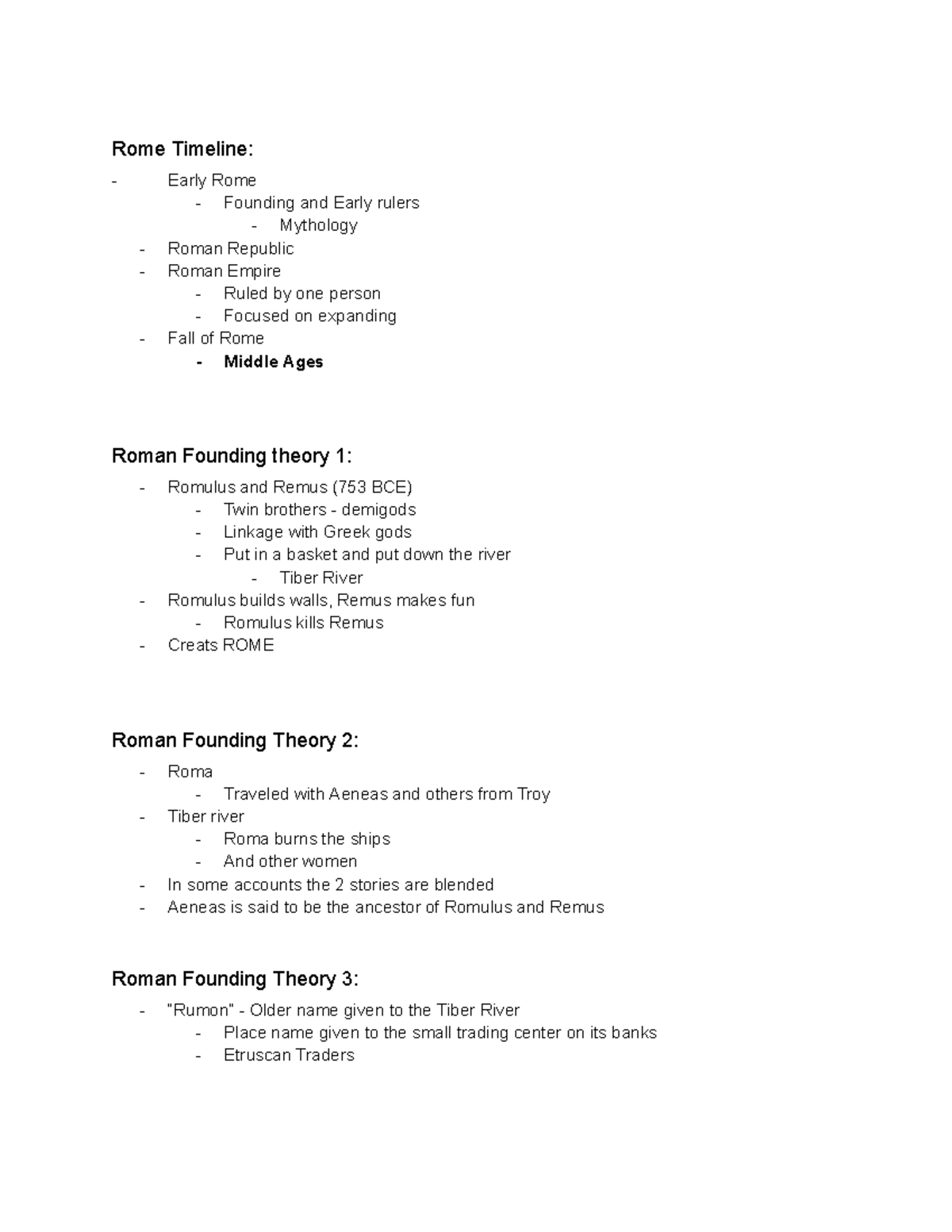 Ancient Rome notes - Rome Timeline: Early Rome Founding and Early ...