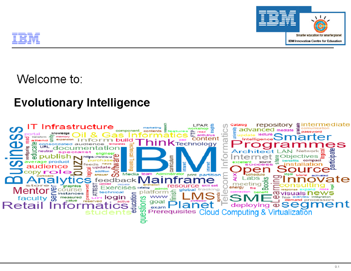Evolutionary inte - Lecture notes 1 - IBM ICE (Innovation Centre for ...