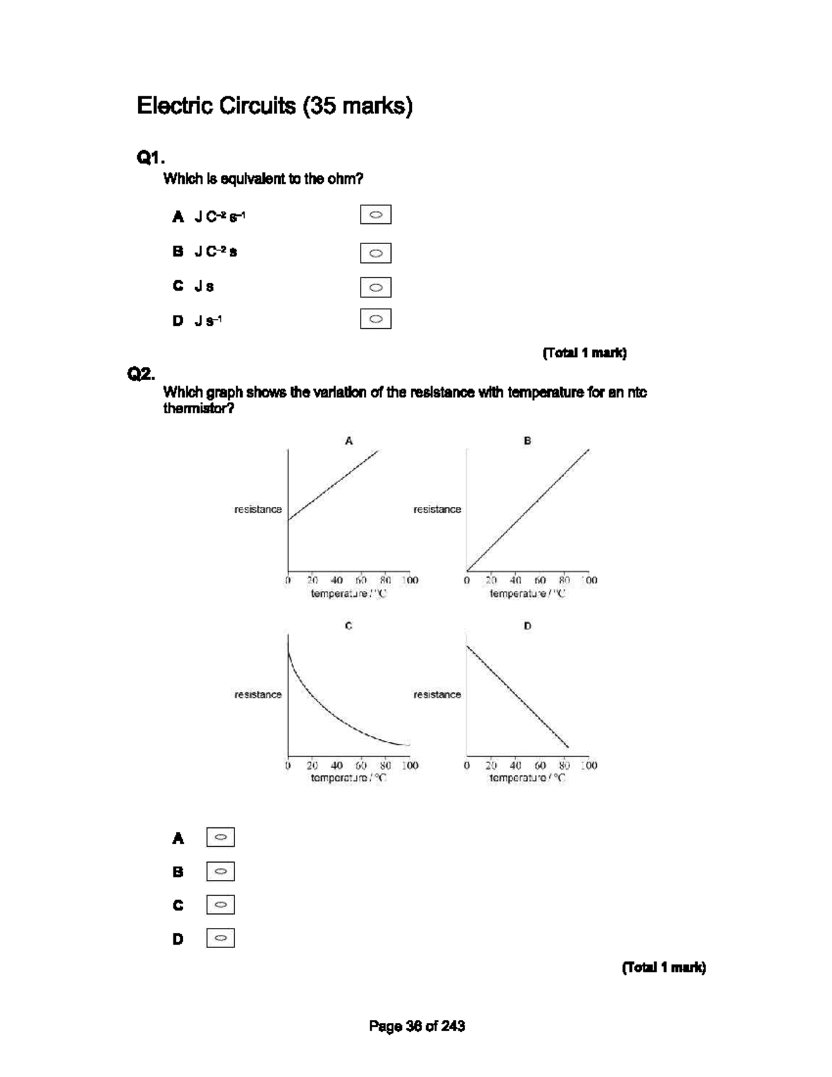 Electric Fields, Circuits MCQ's - Physics Workbook - FOUN10111 - Studocu