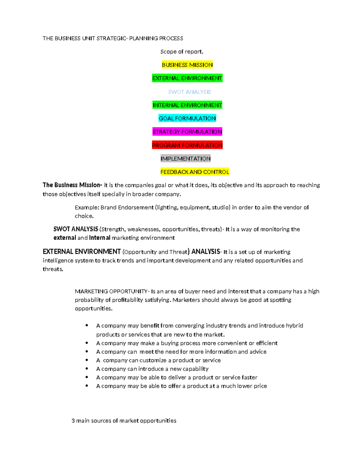 THE Business UNIT Strategic - THE BUSINESS UNIT STRATEGIC- PLANNING ...