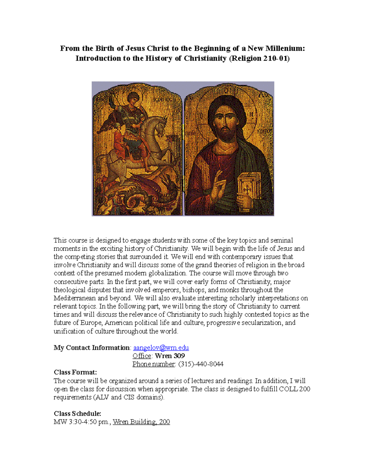 Introduction to christianity syllabus 1 - From the Birth of Jesus ...