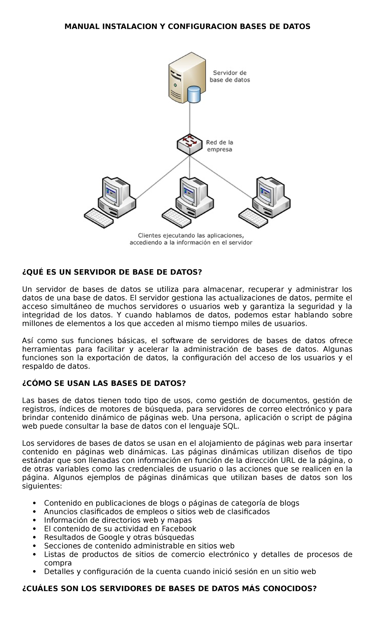 17 Manual Bases DE Datos - MANUAL INSTALACION Y CONFIGURACION BASES DE ...