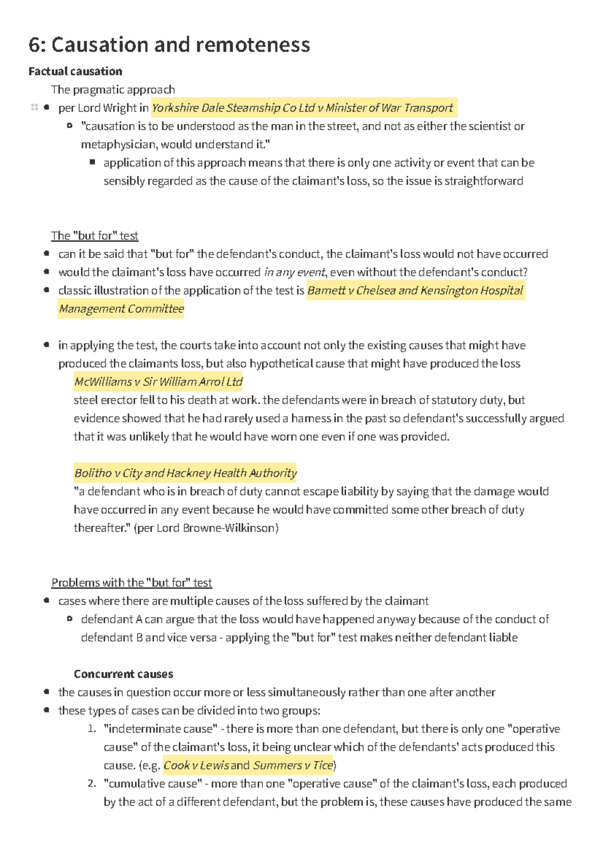 Causation - Evernote - 6: Causation and remoteness Factual causation ...