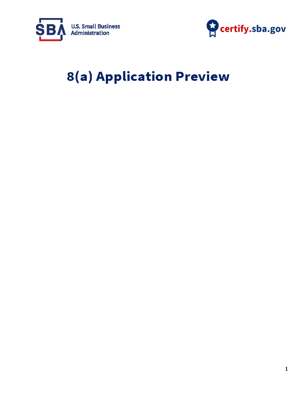 8(a) Application Preview V2 - 8(a) Application Preview Contents 8(a ...
