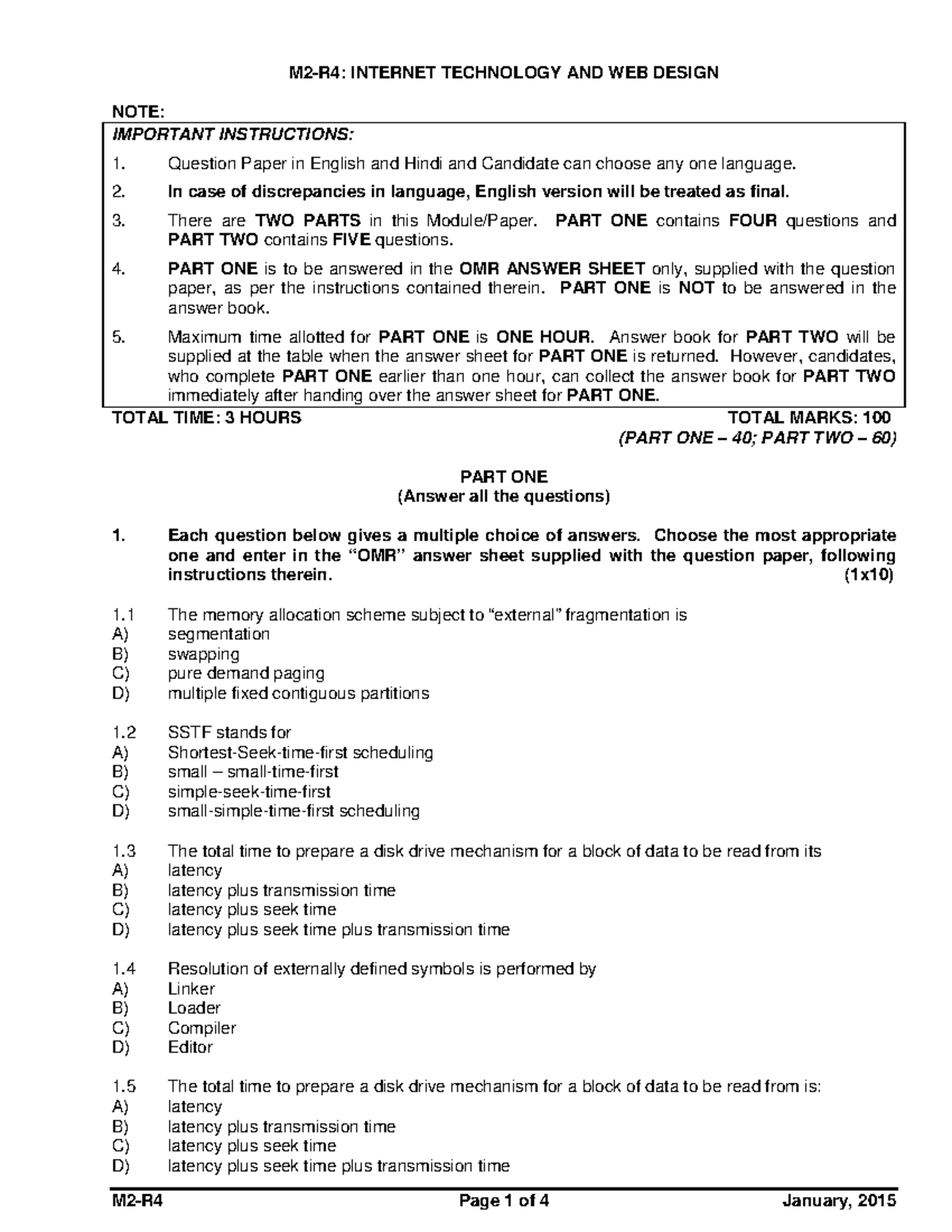 2015-Jan - Question bank - M2-R4: INTERNET TECHNOLOGY AND WEB DESIGN ...