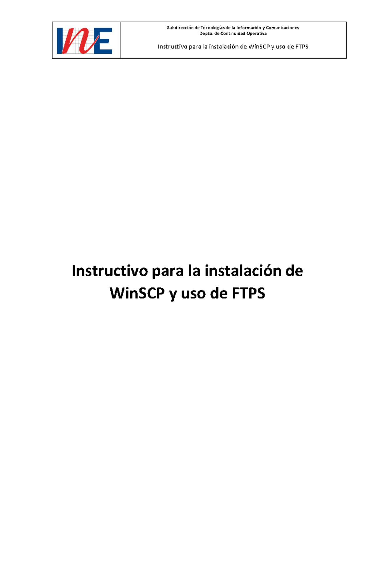 Instructivo - Instalación de Win SCP y uso de FTPS - Depto. de Continuidad Operativa Instructivo ...