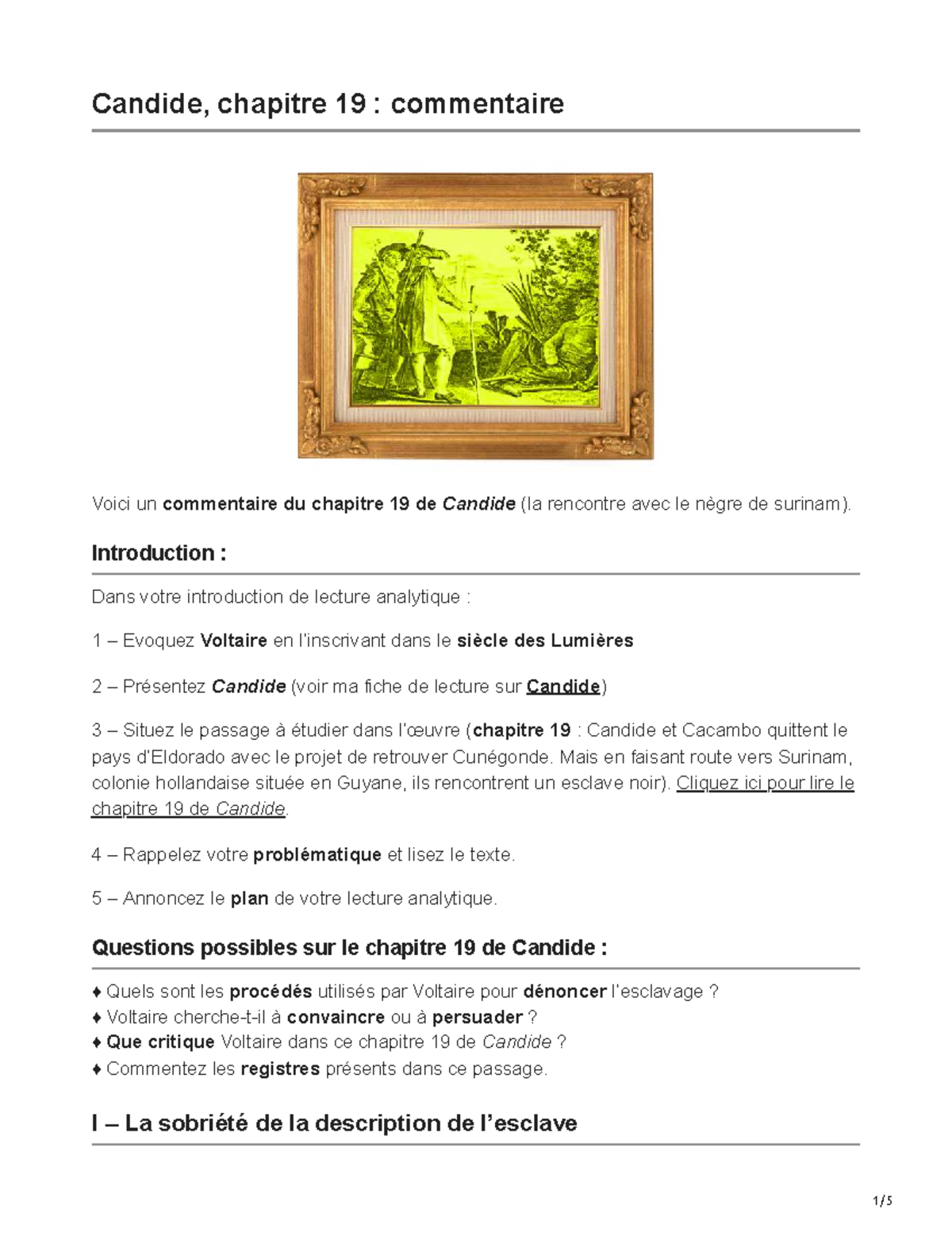 LL8 Candide DEV - Candide, chapitre 19 : commentaire Voici un commentaire du chapitre 19 de ...