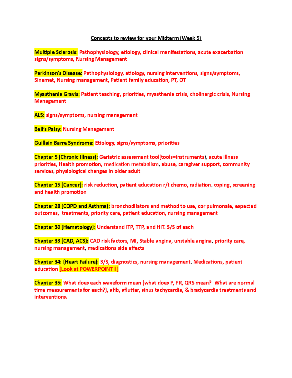 Concepts to review for the Midterm - Concepts to review for your Midterm (Week 5) Multiple - Studocu