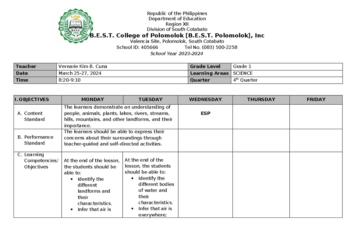 Science 1-03252624 - Republic of the Philippines Department of ...