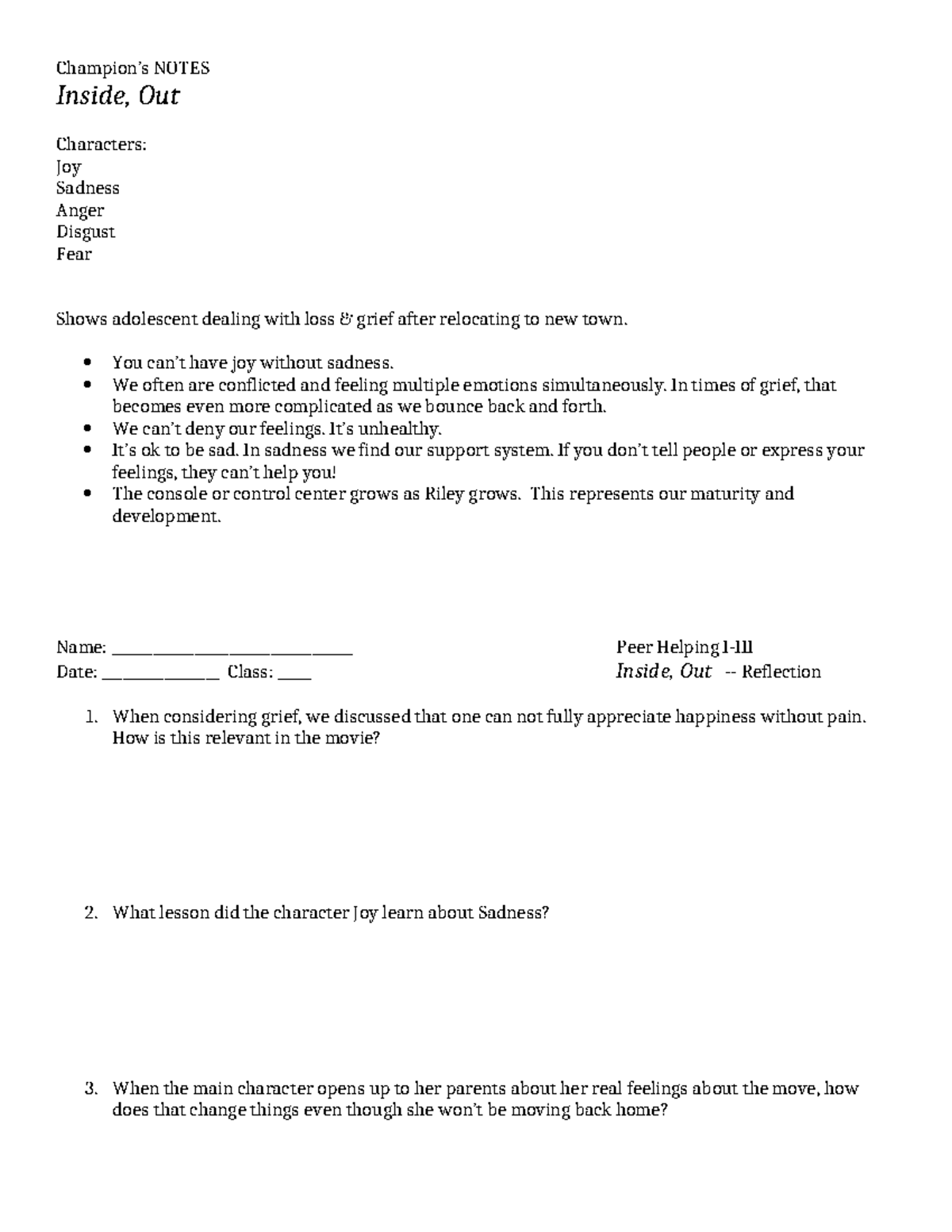 Claudia Guadalajara-Camacho - Inside, Out reflection questions ...