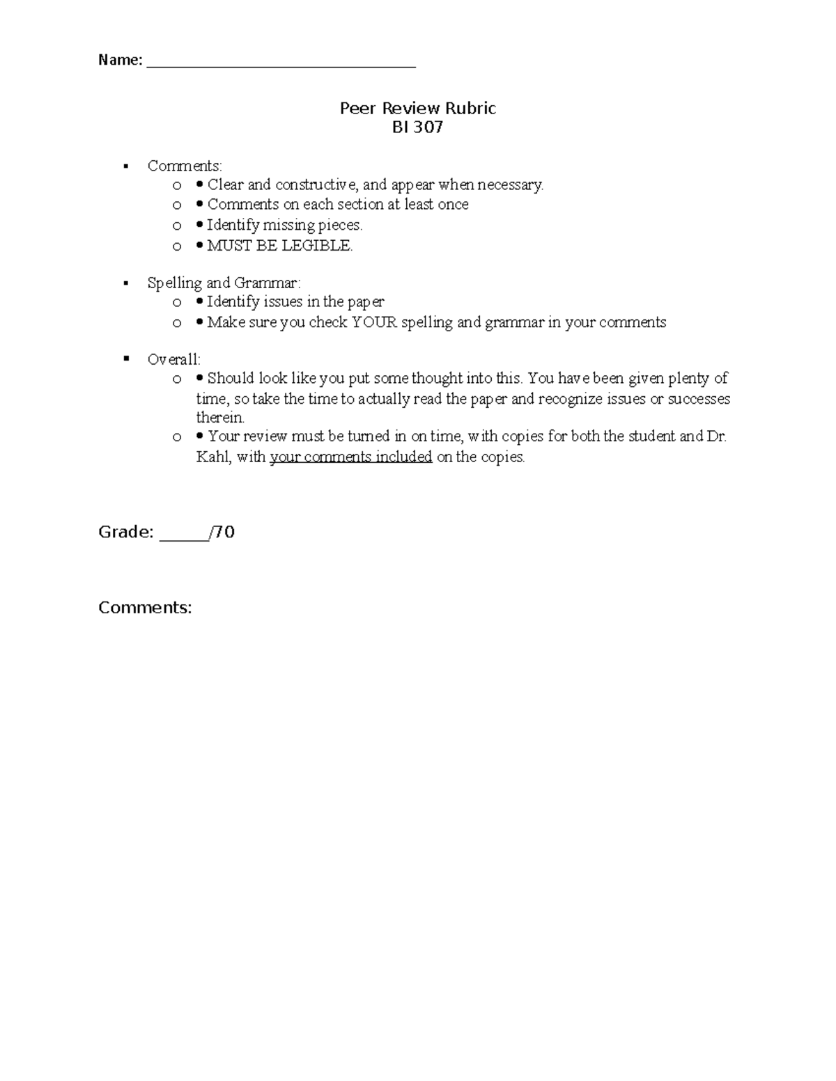 Peer Review Rubric - Name: _________________________________ Peer ...