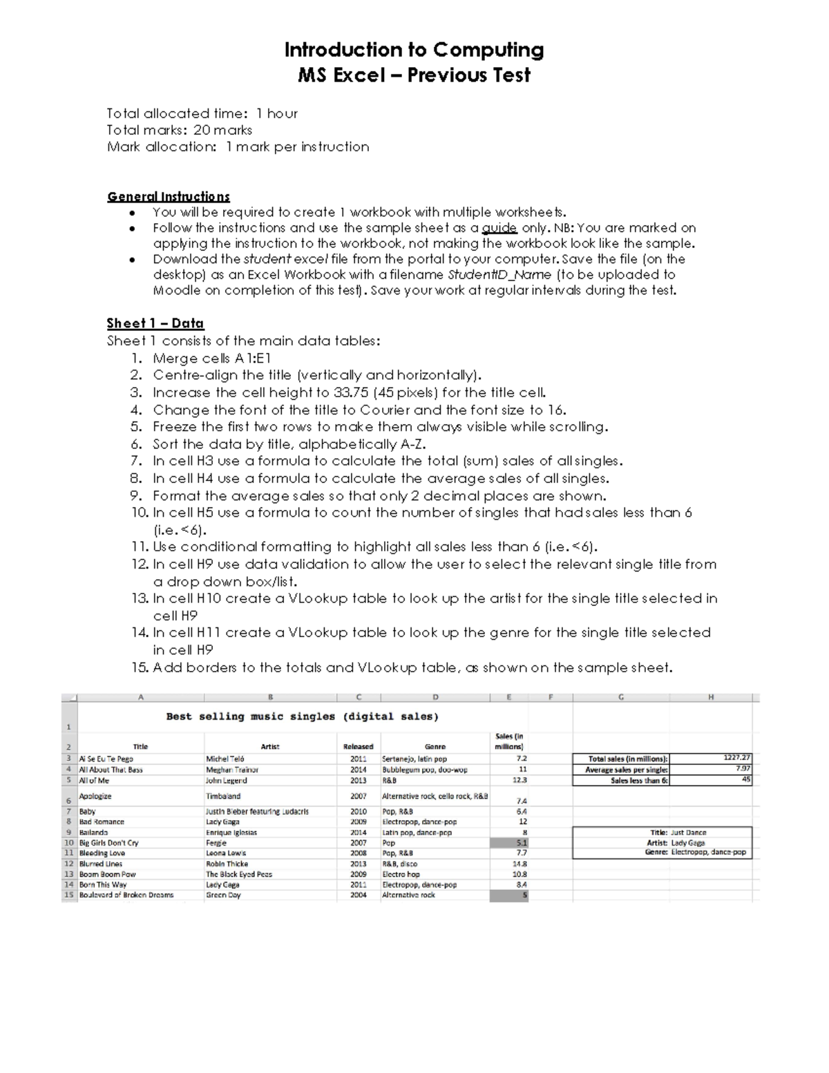 MS-Excel-Past-Test-Instructions - Introduction to Computing MS Excel ...