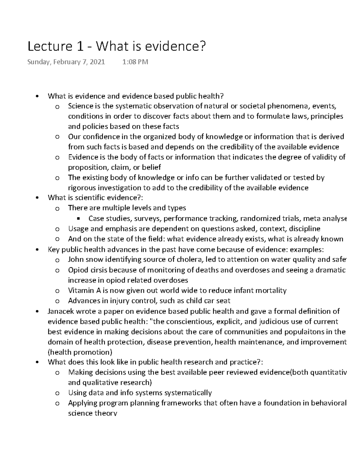 Lecture 1 - What is evidence - What is evidence and evidence based ...