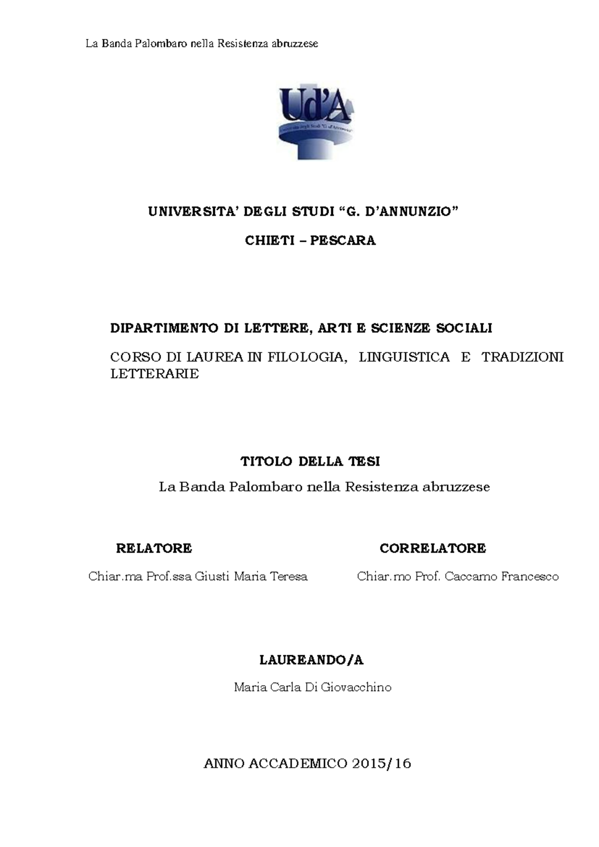 TESI - Tesi di laurea - UNIVERSITA’ DEGLI STUDI “G. D’ANNUNZIO” CHIETI ...