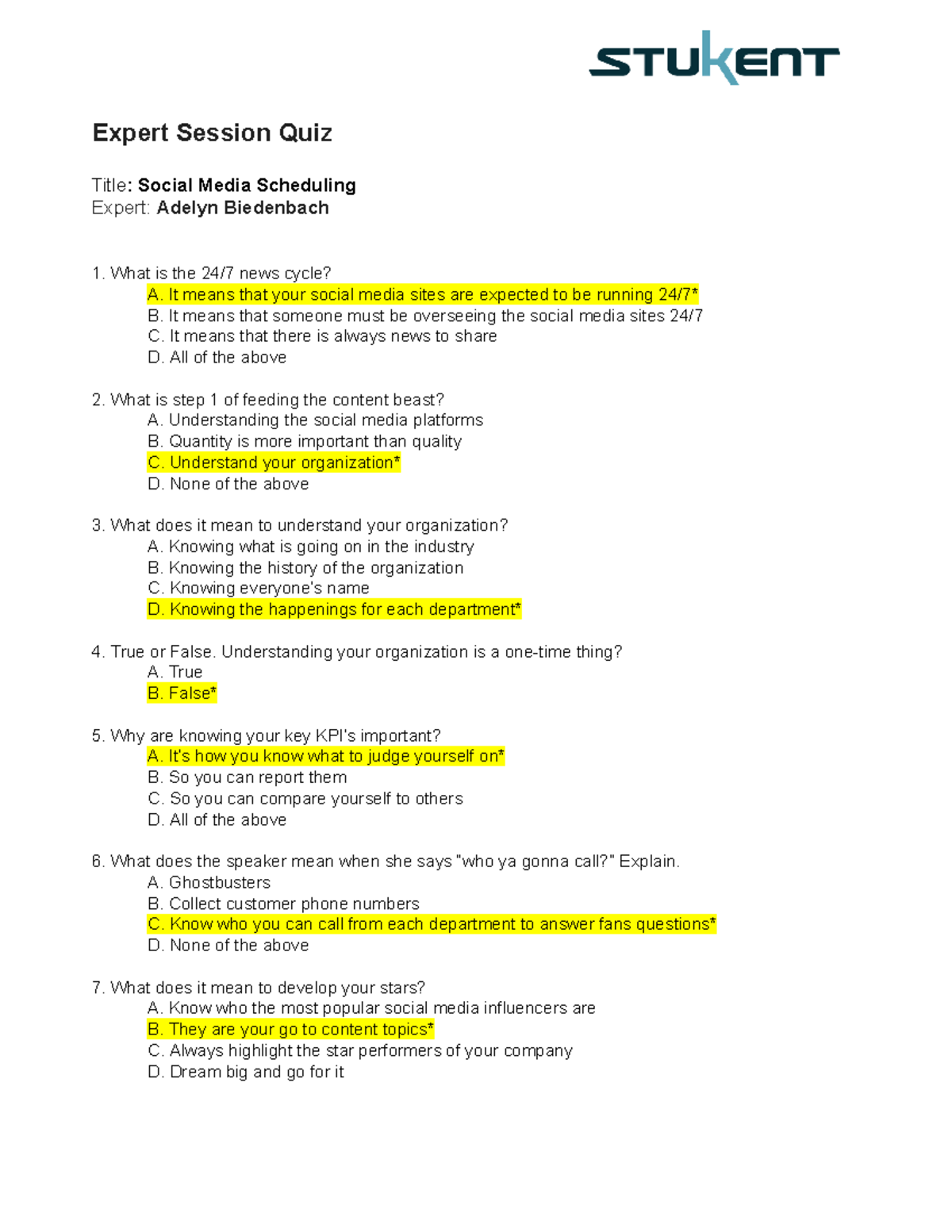 Expert Sessions Quiz Social Media Scheduling - Adelyn Biedenbach ...