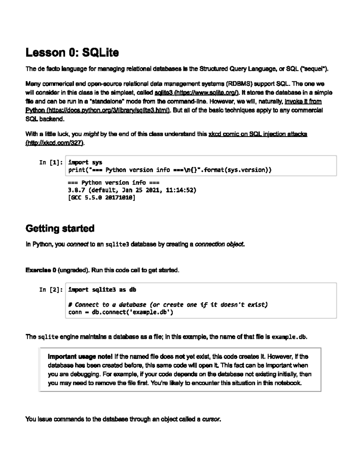 NB 9 SQL Part 0 - Notebook 9 - Lesson 0: SQLite The de facto language for managing relational ...