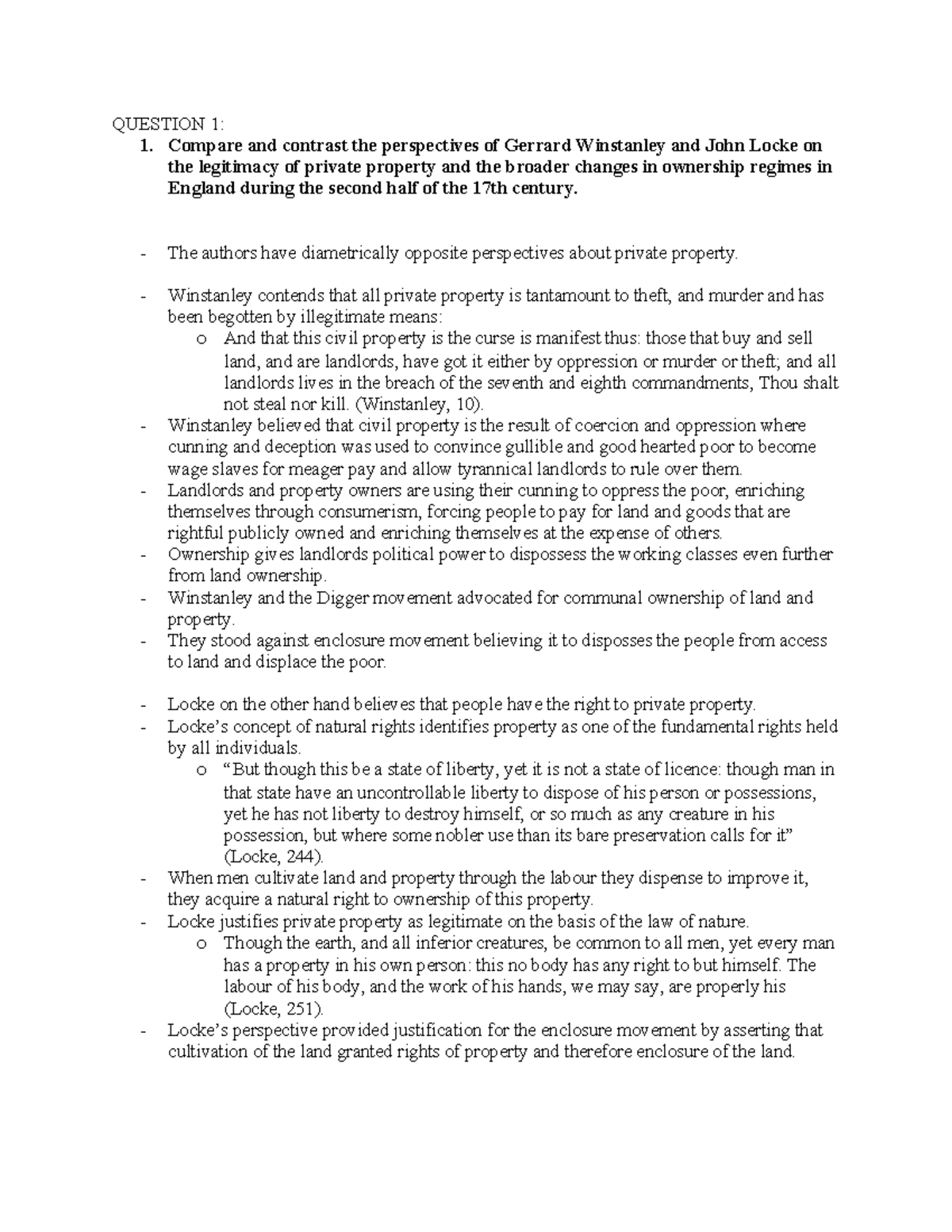 Politics Test Notes - QUESTION 1: 1. Compare and contrast the ...