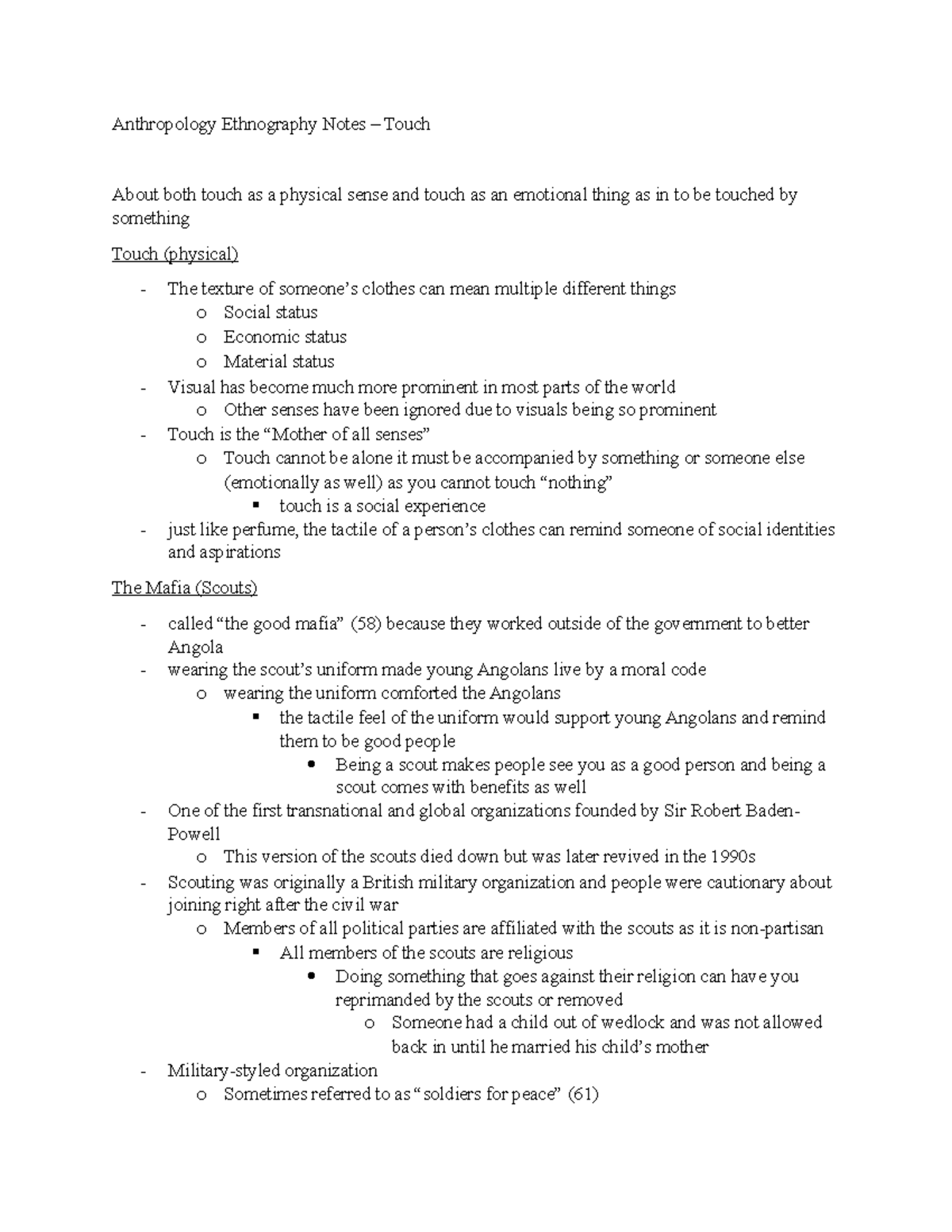 Anthropology Ethnography Notes - Studocu