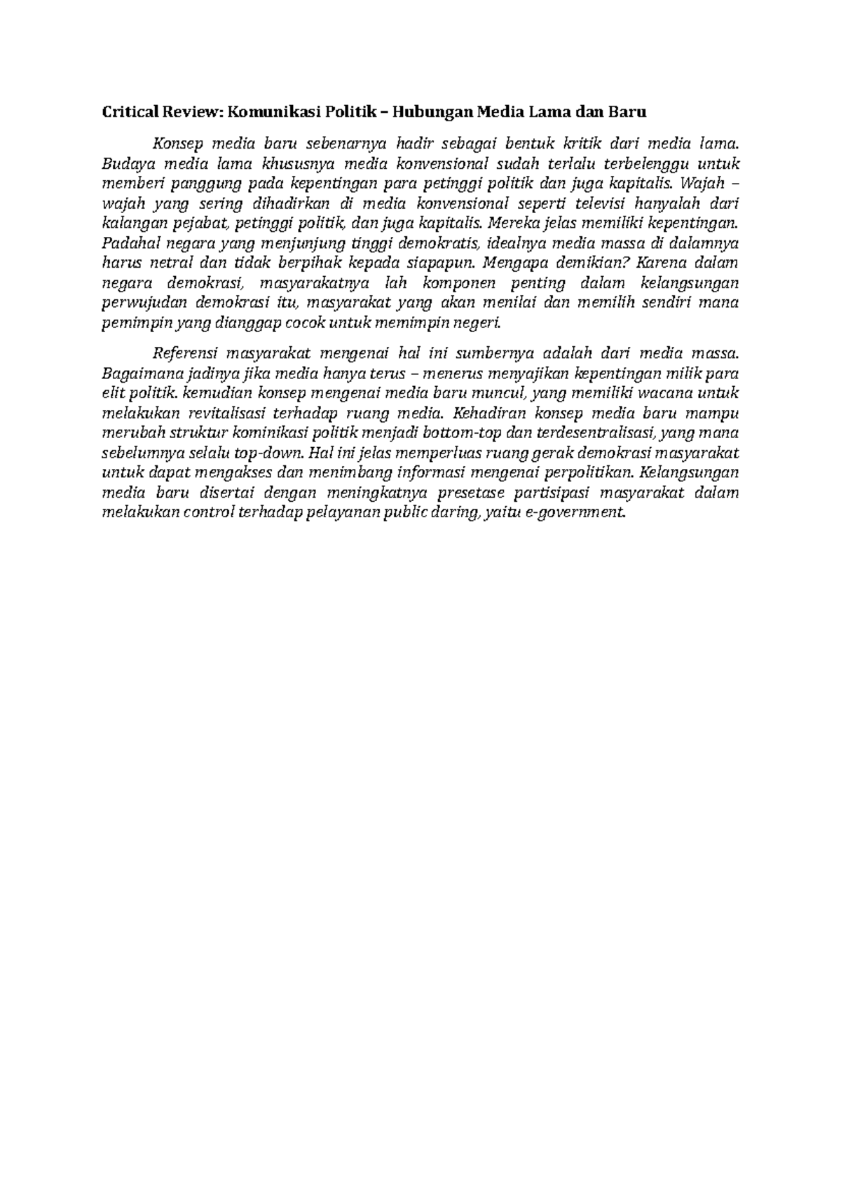 Komunikasi Politik – Hubungan Media Lama dan Baru - Budaya media lama ...