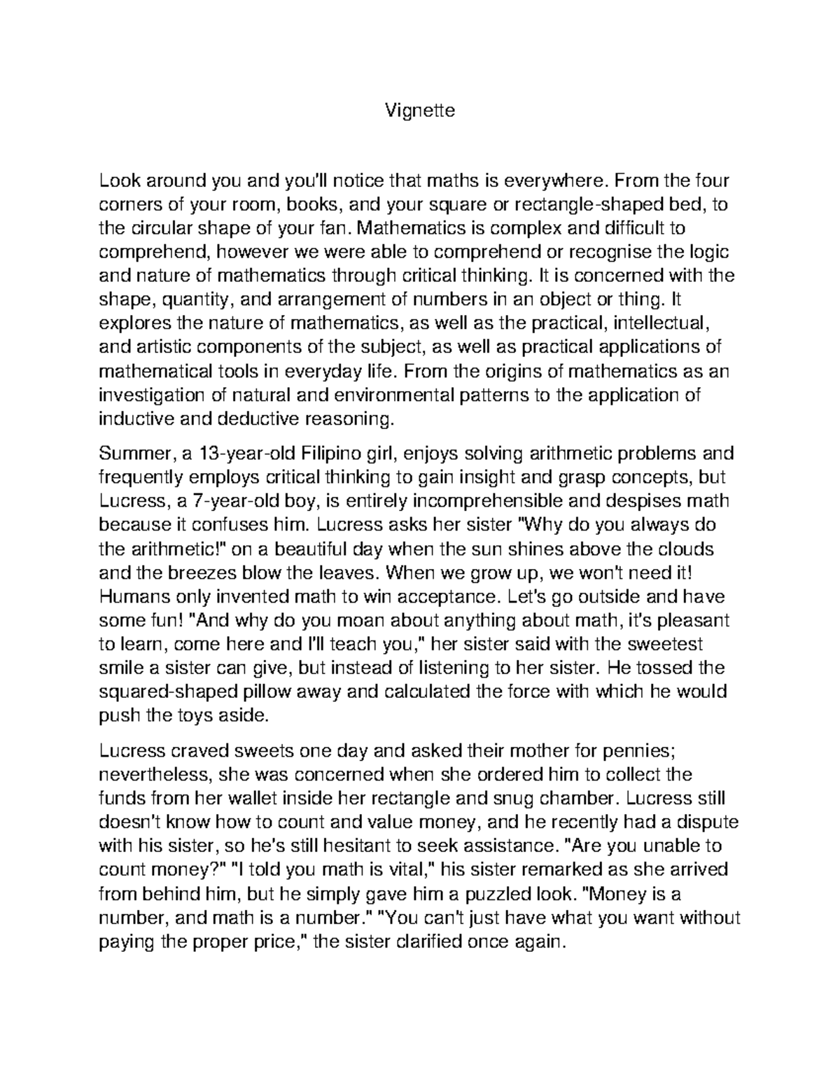 Vignette - MATH IN THE MODERN WORLD MATH IN THE MODERN WORLD MATH IN ...