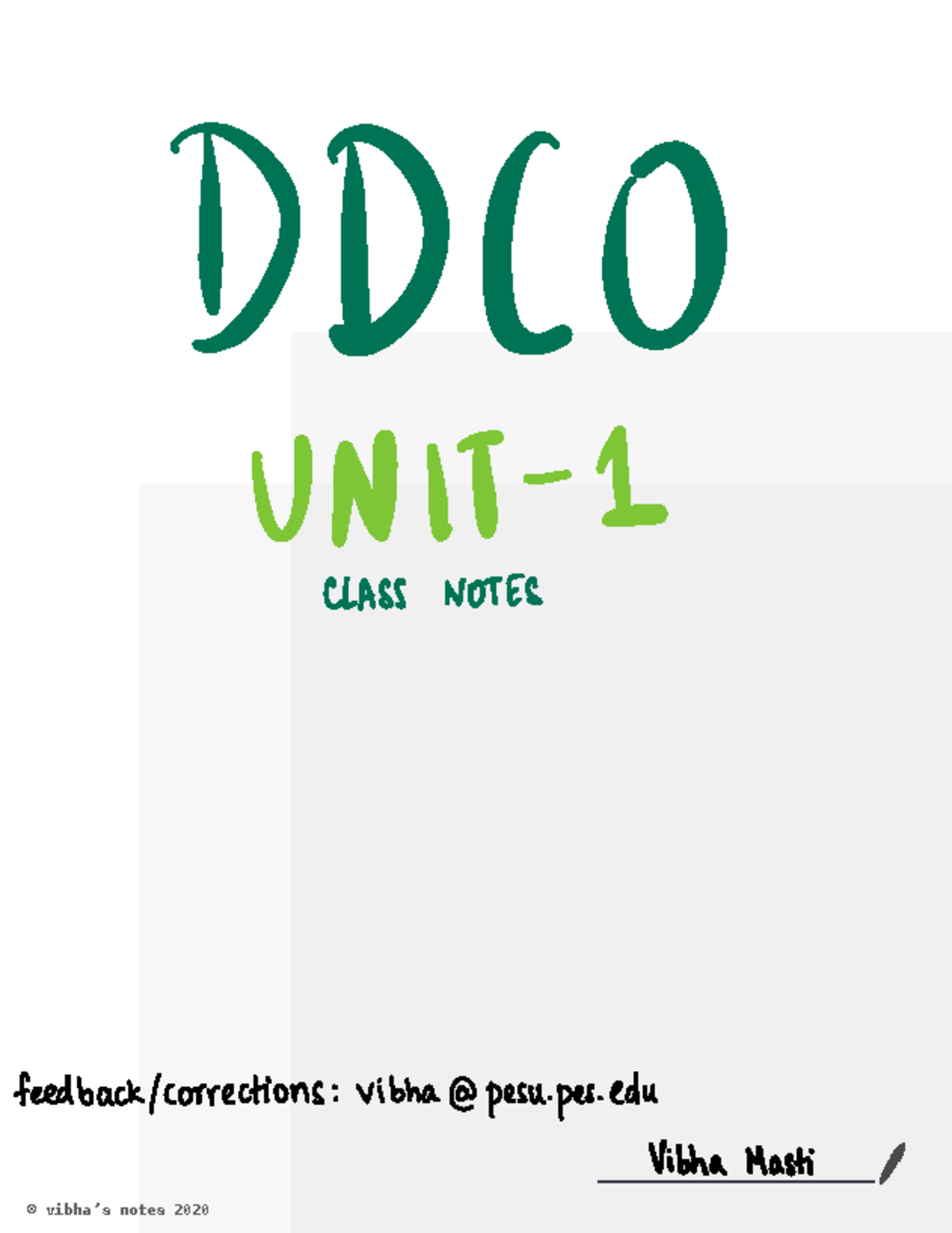 DDCO Unit 1 - Lecture notes 1 - Digital Design and Computer ...