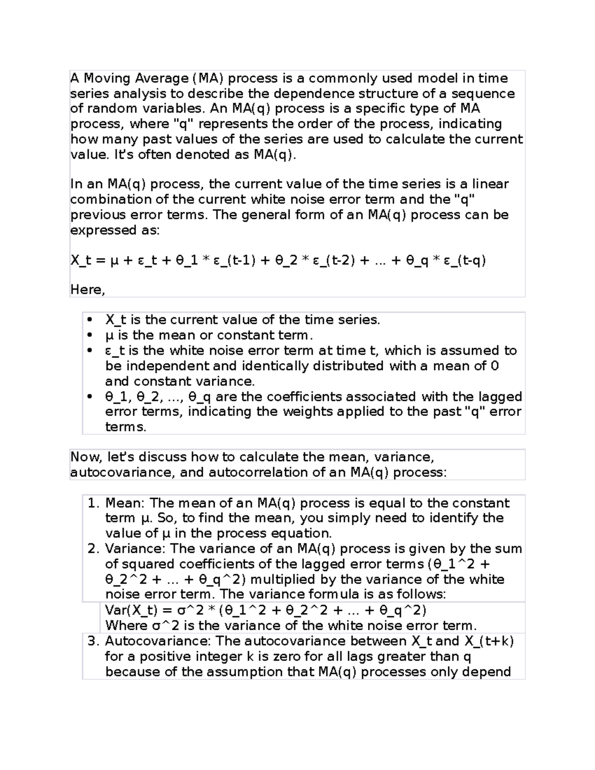 A Moving Average - Notes on MA 1 - A Moving Average (MA) process is a ...