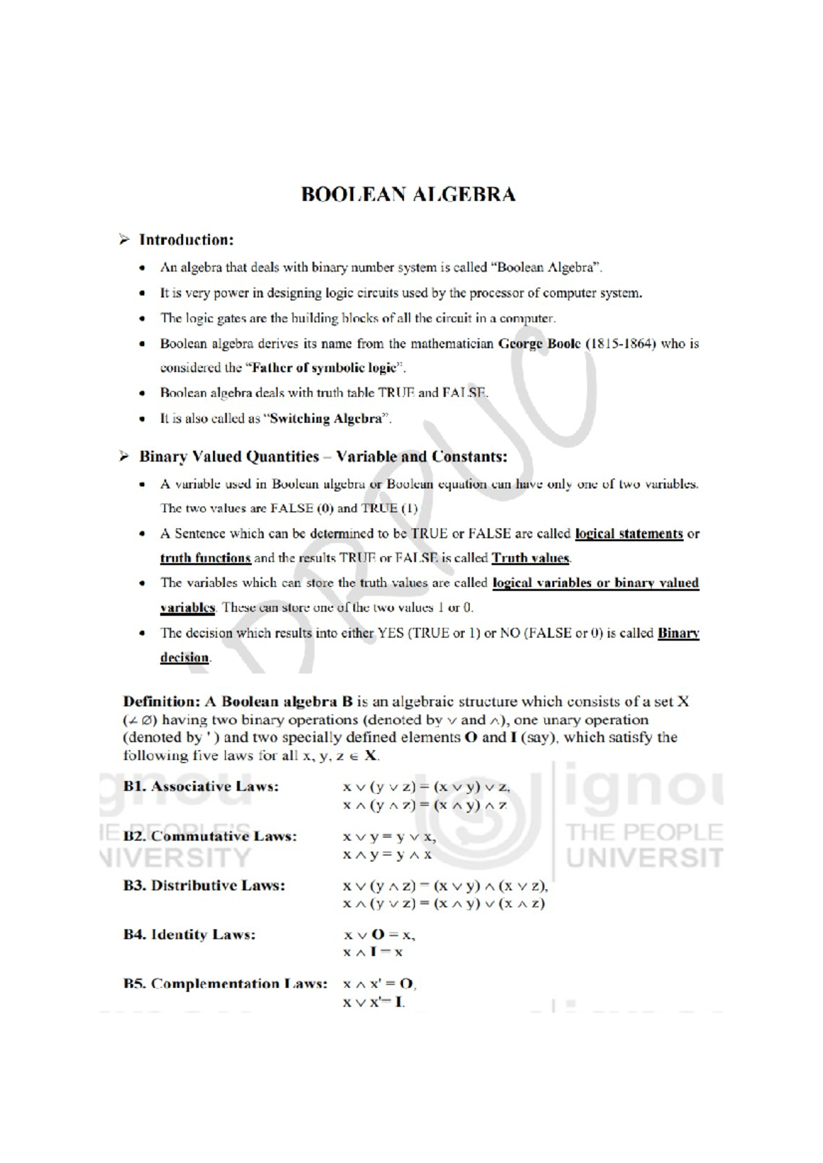 Boolean algebra daily notes - 6 - Bsc Mathematics - LAWS OF BOOLEAN ...