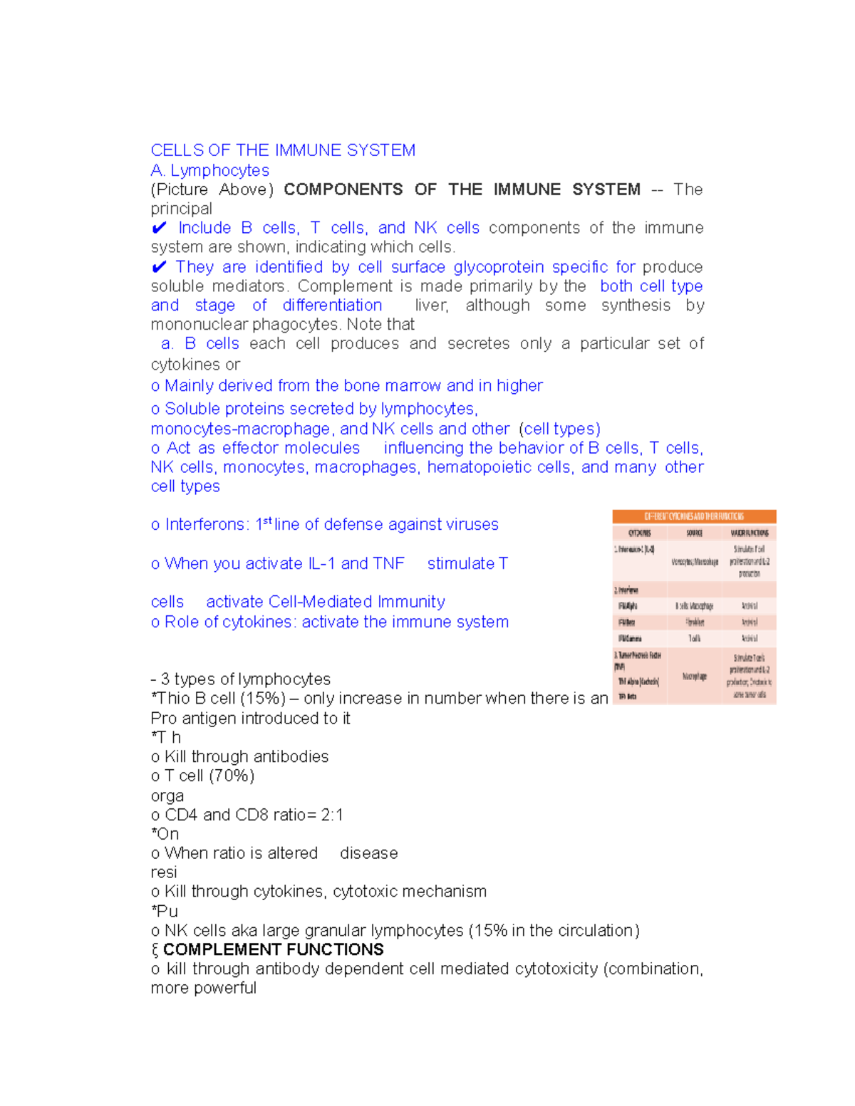 Cells OF THE Immune System - CELLS OF THE IMMUNE SYSTEM A. Lymphocytes ...
