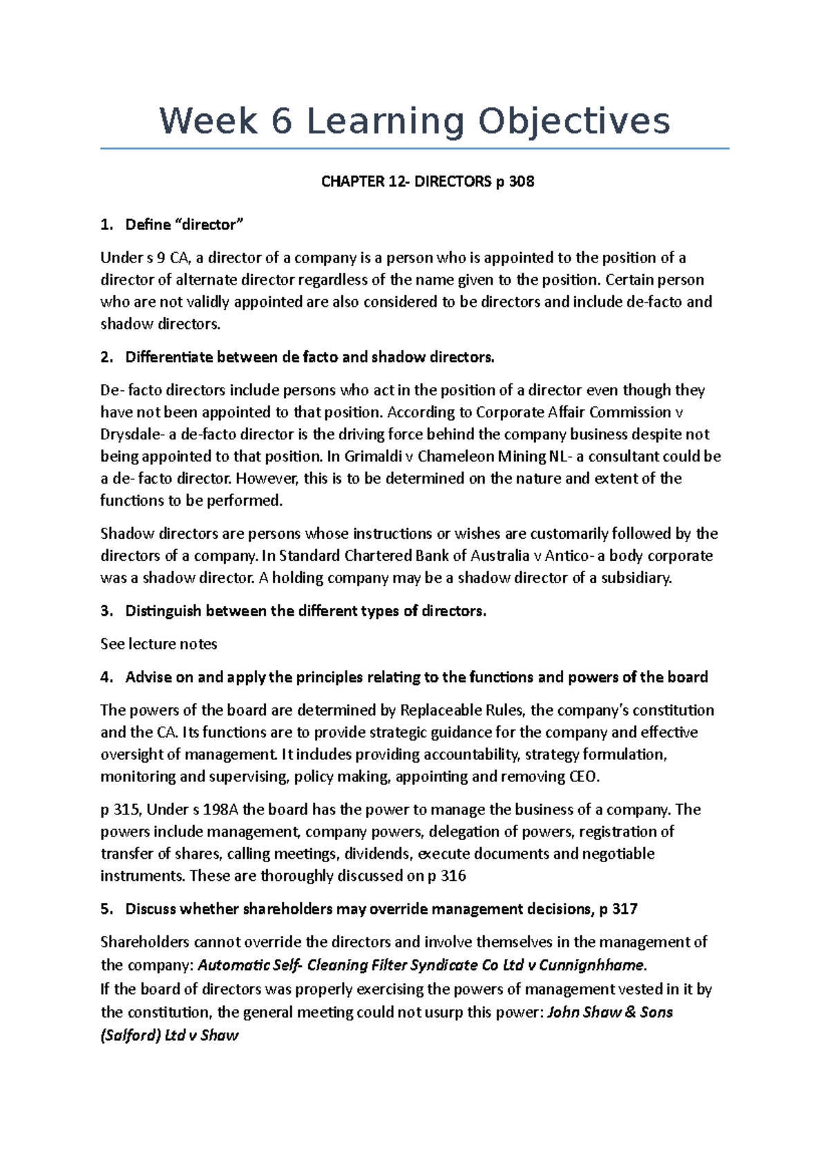 Week 6 Learning Objectives - Week 6 Learning Objectives CHAPTER 12 ...