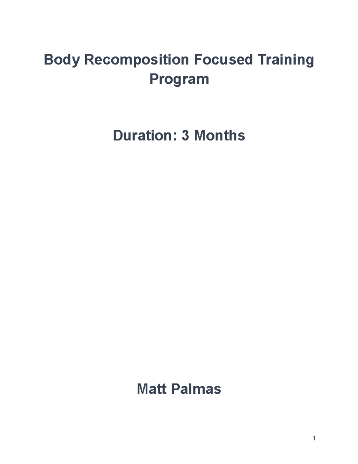 3 Month Training Program (BODY Recomposition Style) - Body ...