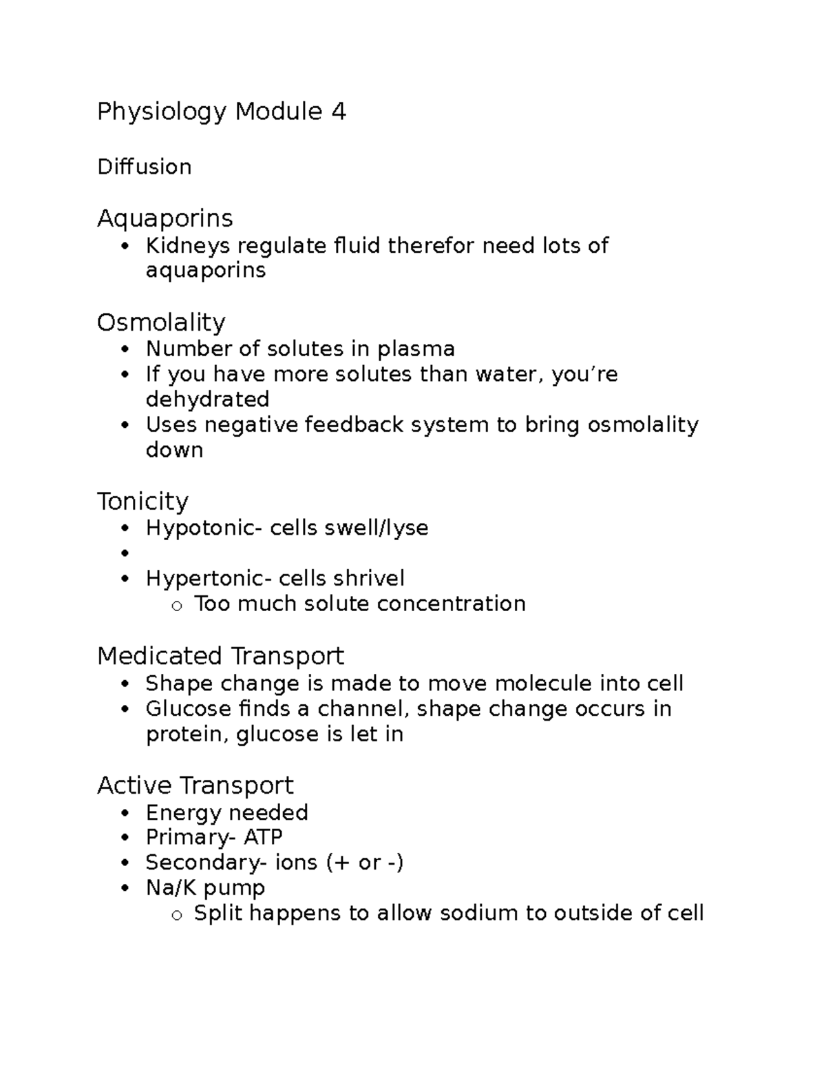 Physiology Module 4 - Studocu