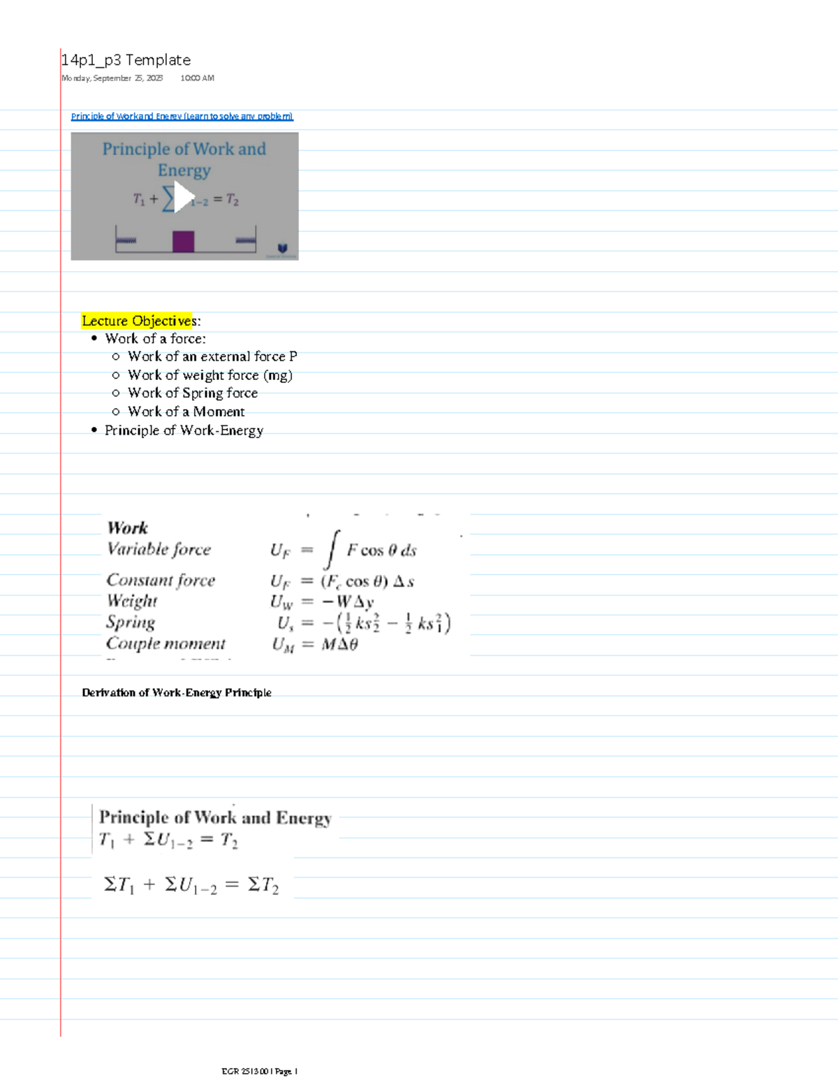 14p1 p3 Template - Chapter 14 - Lecture Objectives: Work of a force ...