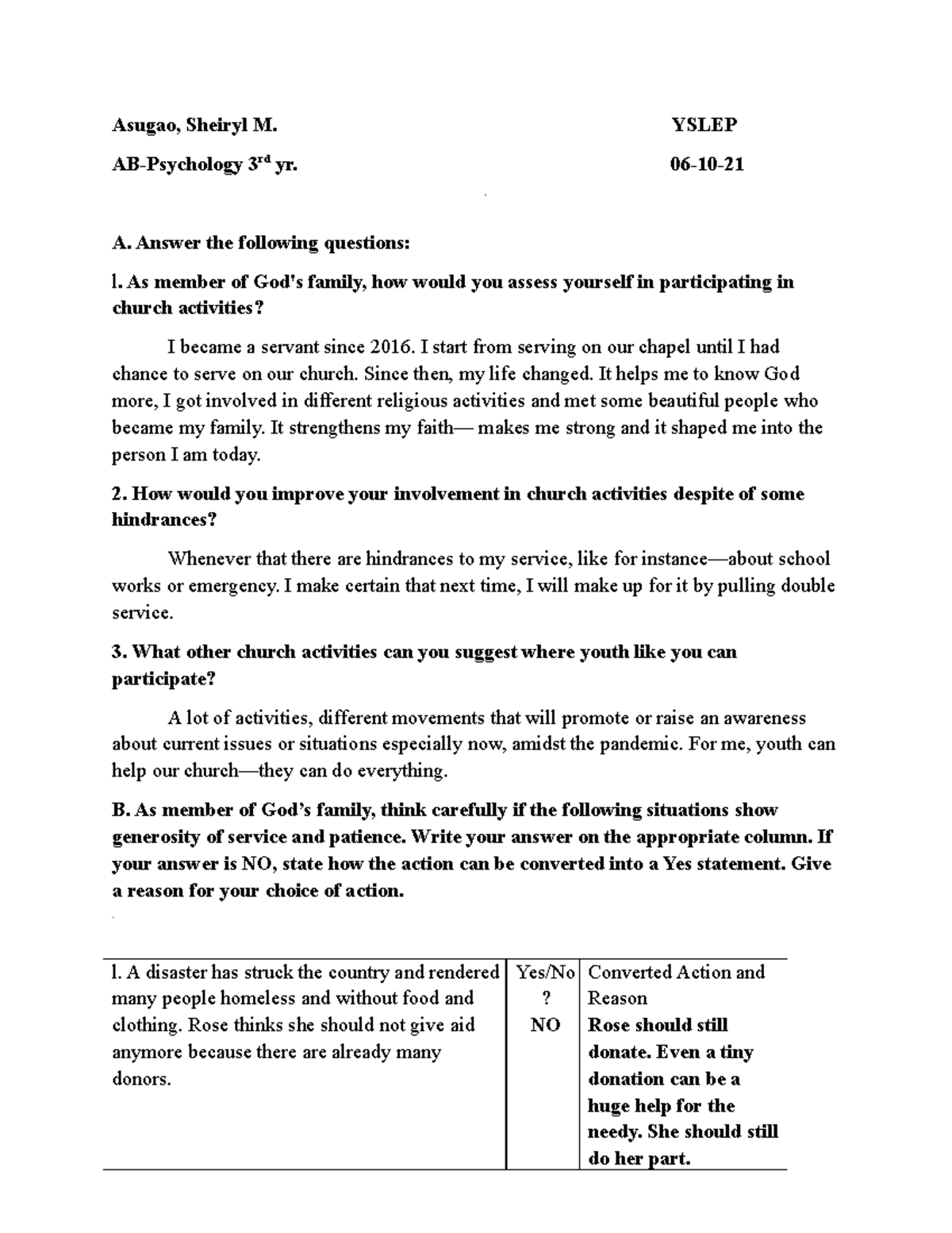 Module FOR October Yslep - Asugao, Sheiryl M. YSLEP AB-Psychology 3rd ...