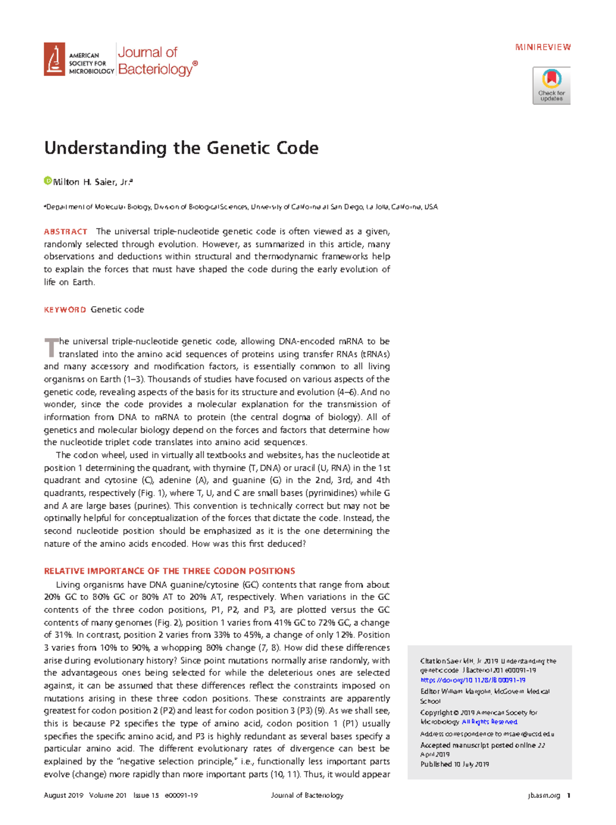 Understanding the Genetic Code - Understanding the Genetic Code Milton ...