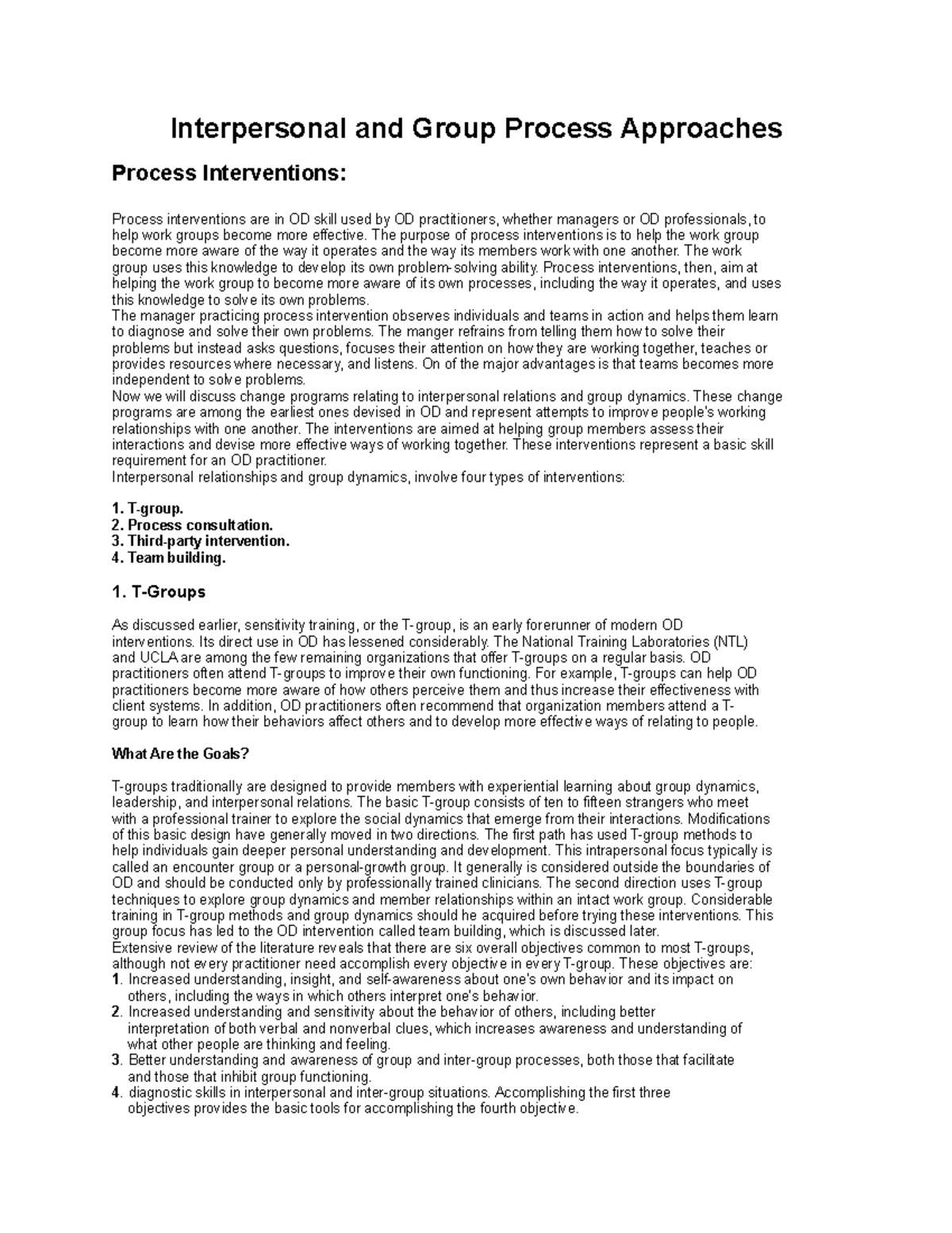 Interpersonal - we want to download - Interpersonal and Group Process ...