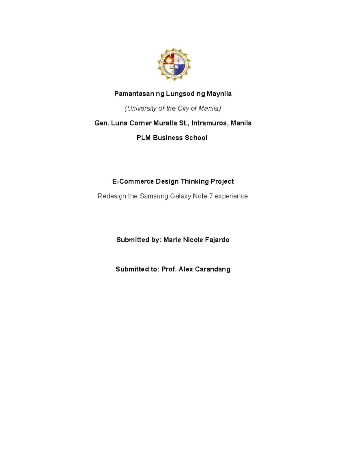 Design Thinking Project Fajardo - Pamantasan ng Lungsod ng Maynila ...