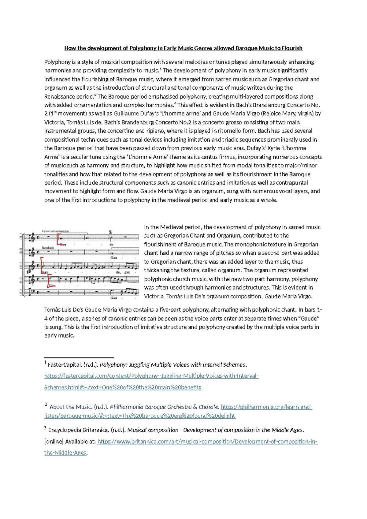 Music 2 task 1 essay - analysis - How the development of Polyphony in ...