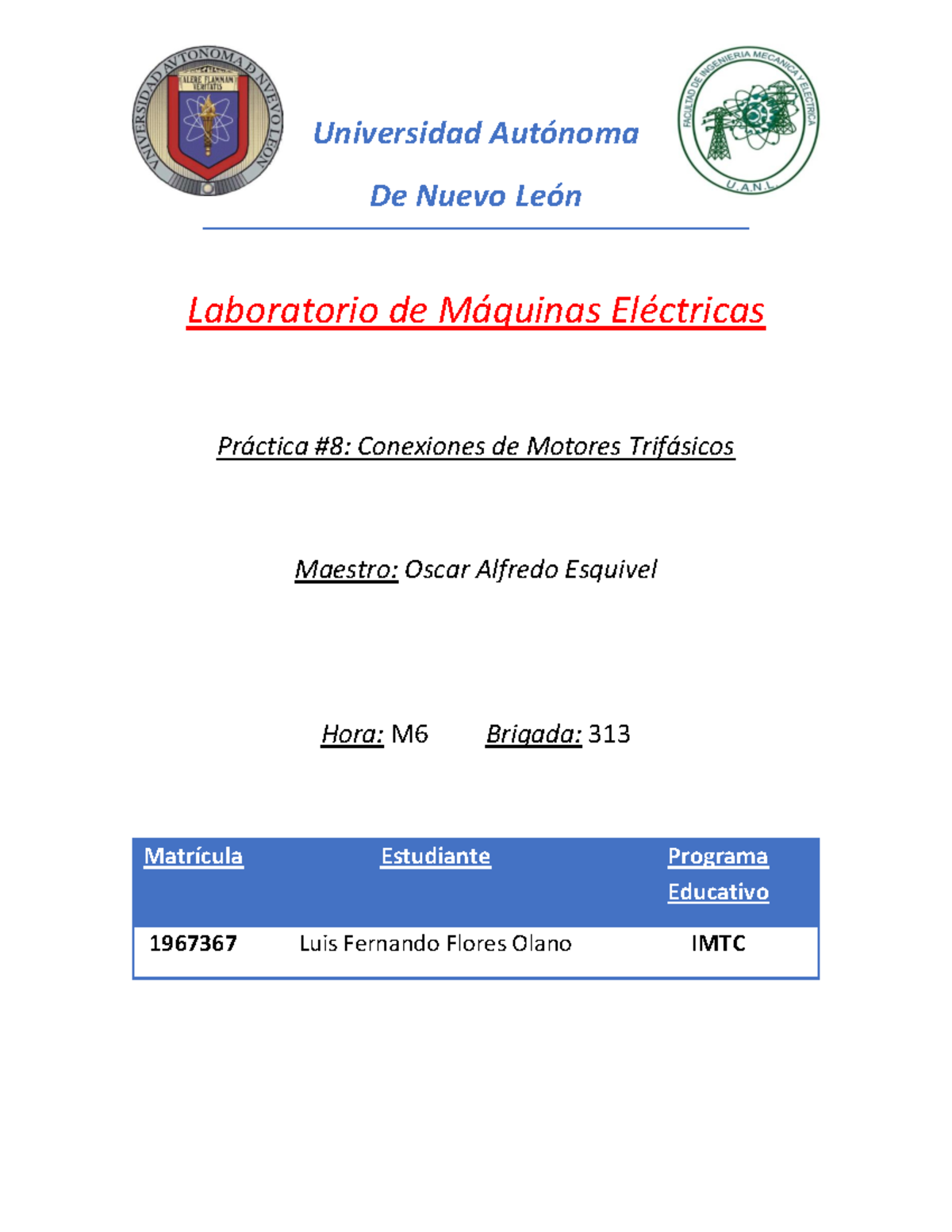 Práctica 8 1967367 Máquinas Eléctricas Fime Universidad AutÛnoma De