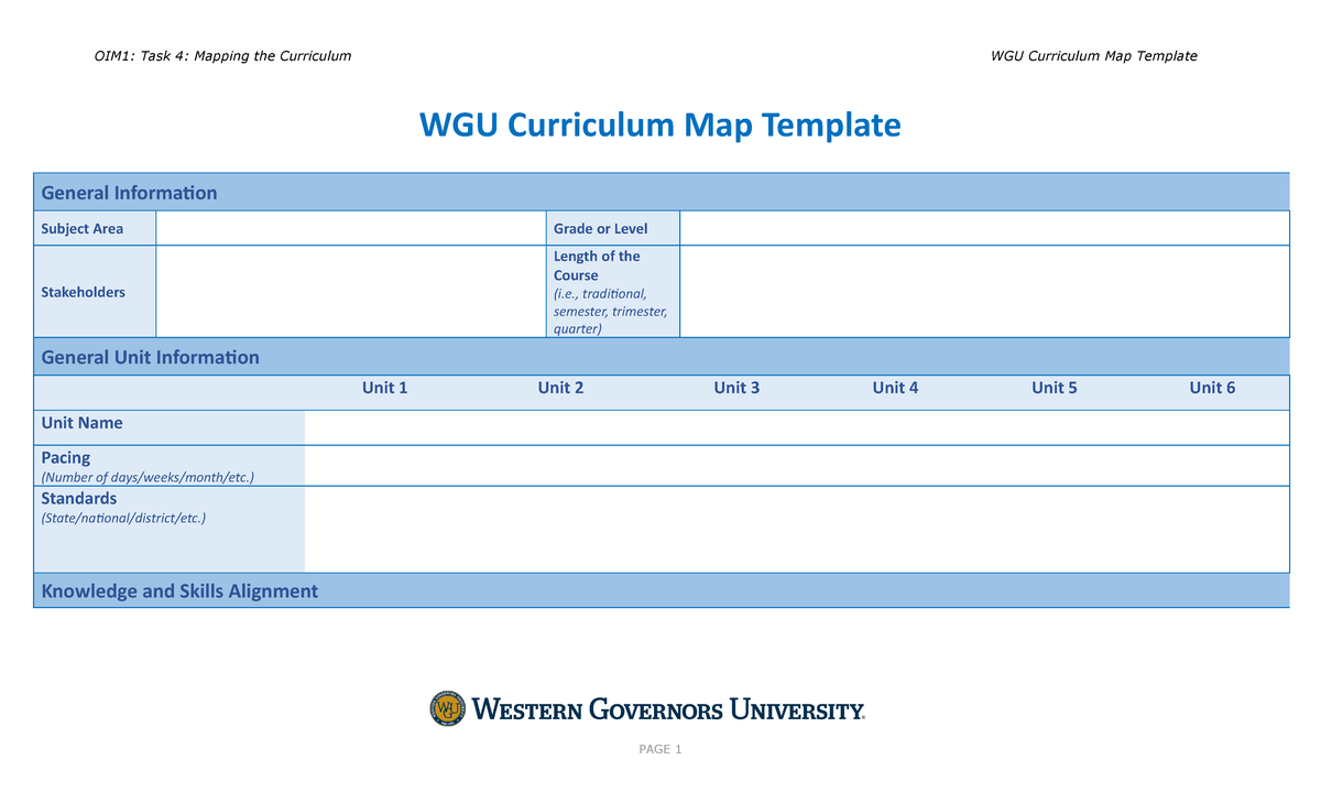 WGU Curriculum Map Template - WGU Curriculum Map Template General ...