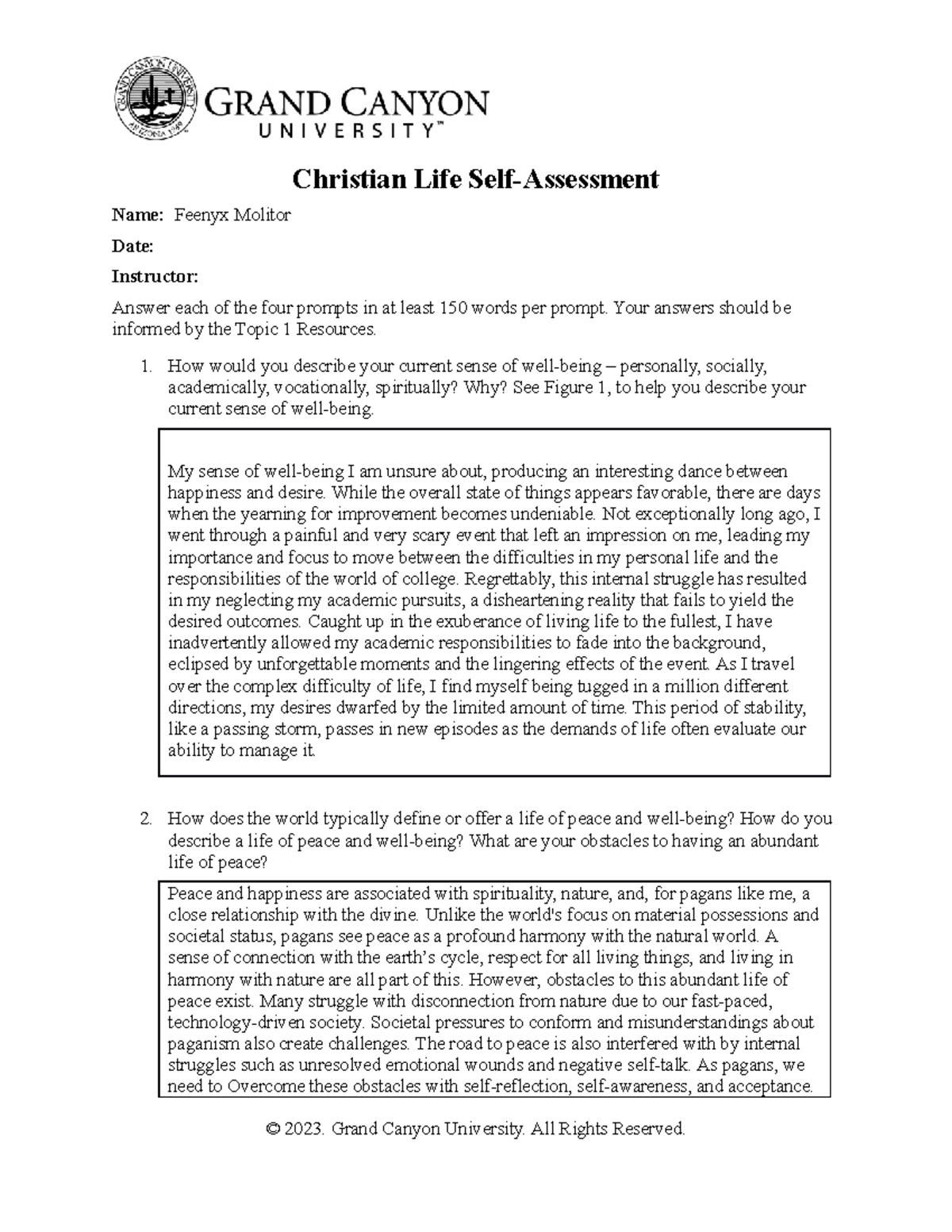 CWV 316 RS T1Christian Life Self Assessment - Christian Life Self ...