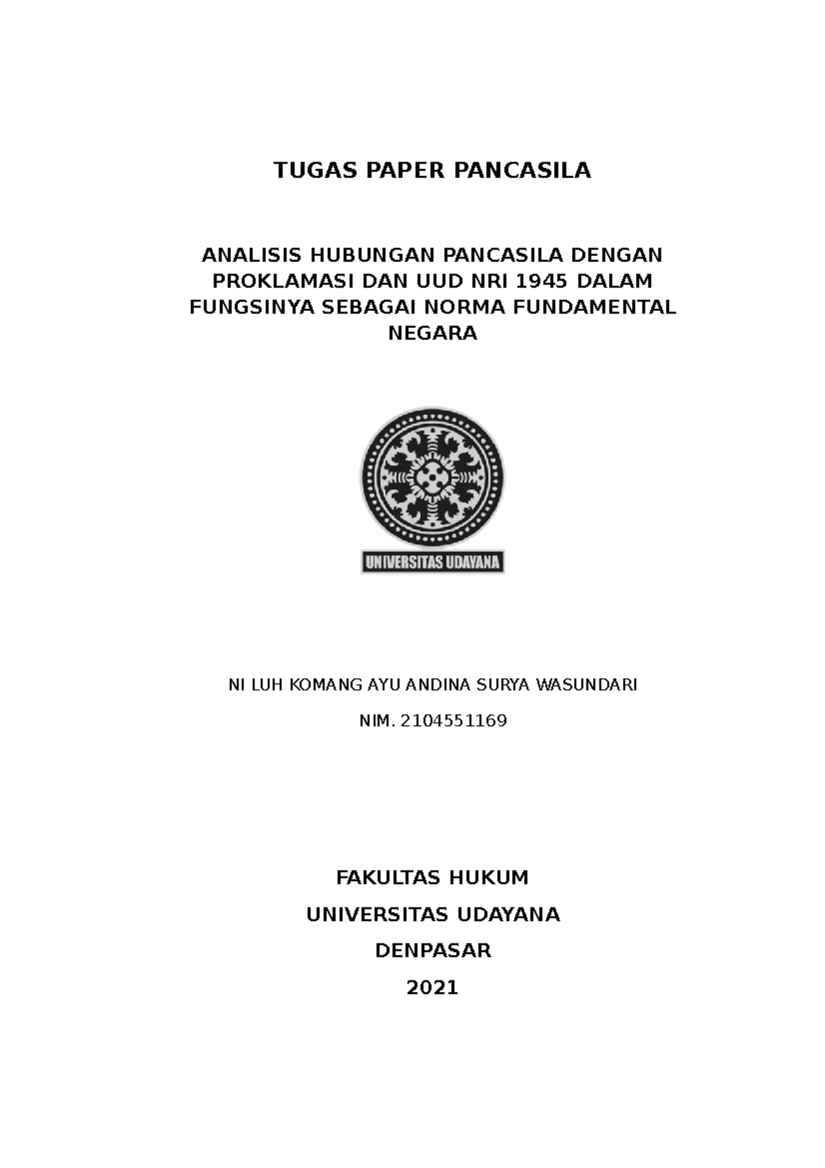 Tugas Paper Pancasila - TUGAS PAPER PANCASILA ANALISIS HUBUNGAN ...
