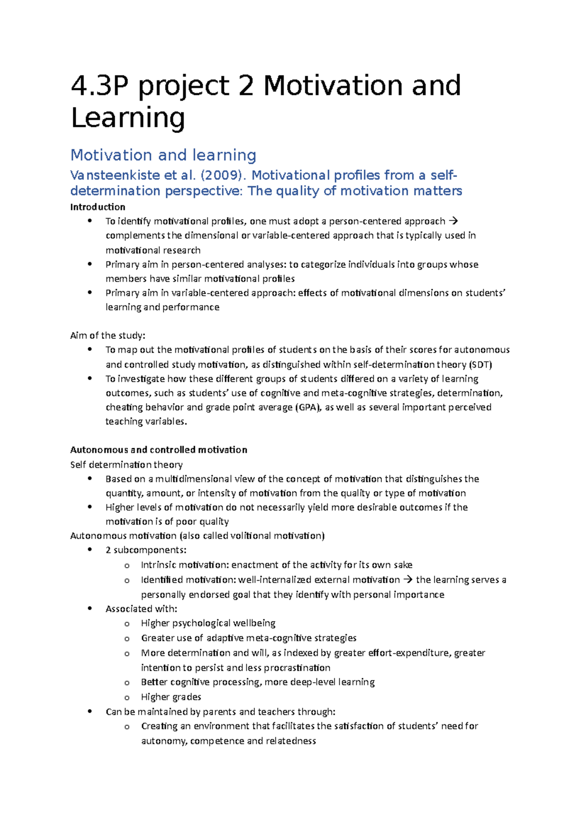 4.3C project 2 Motivation and learning - 4 project 2 Motivation and ...