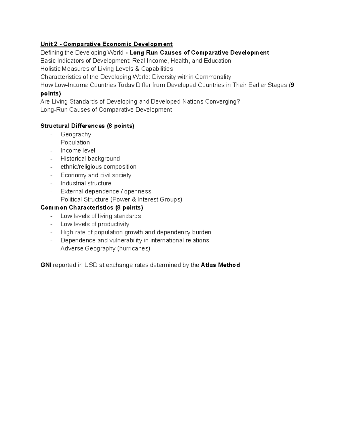Unit 2 Notes (Todaro:Smith) - Unit 2 - Comparative Economic Development ...