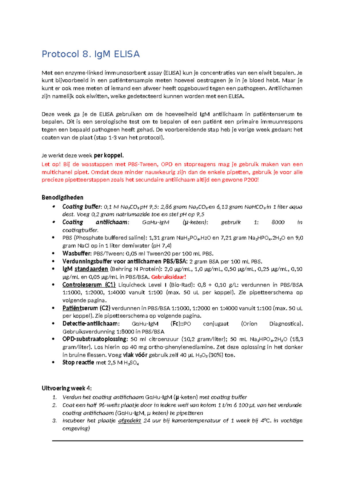 8 - protocol - Protocol 8. IgM ELISA Met een enzyme-linked ...