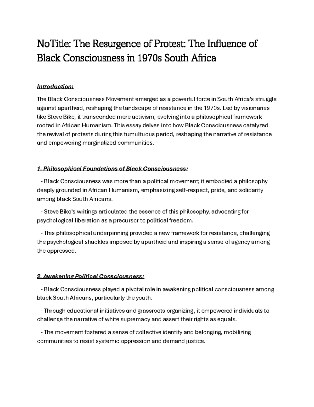 BCM Research task - NoTitle: The Resurgence of Protest: The Influence ...