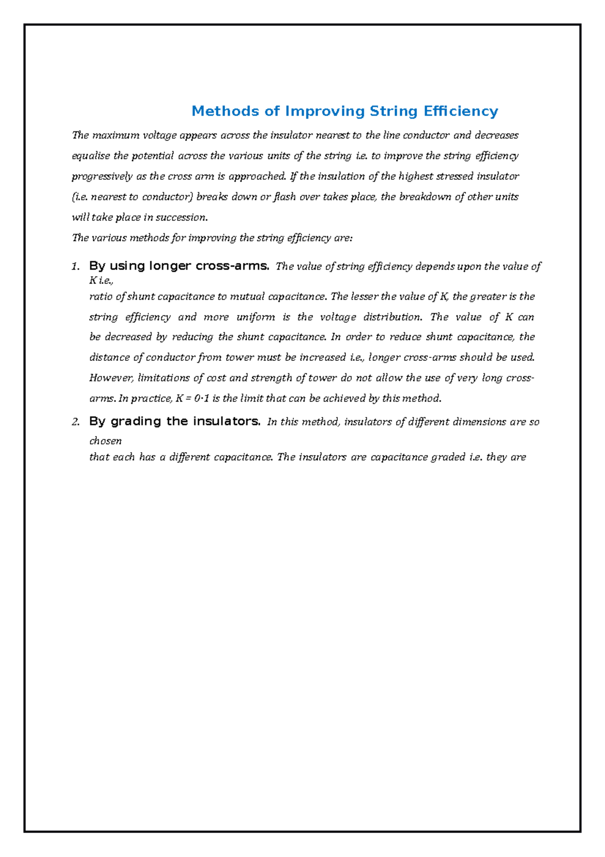 Methods Of Improving String Efficiency 22 To Improve The String Efficiency Progressively As